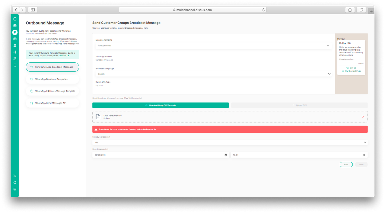 Sending Proper Broadcast Messages to Specific Customers